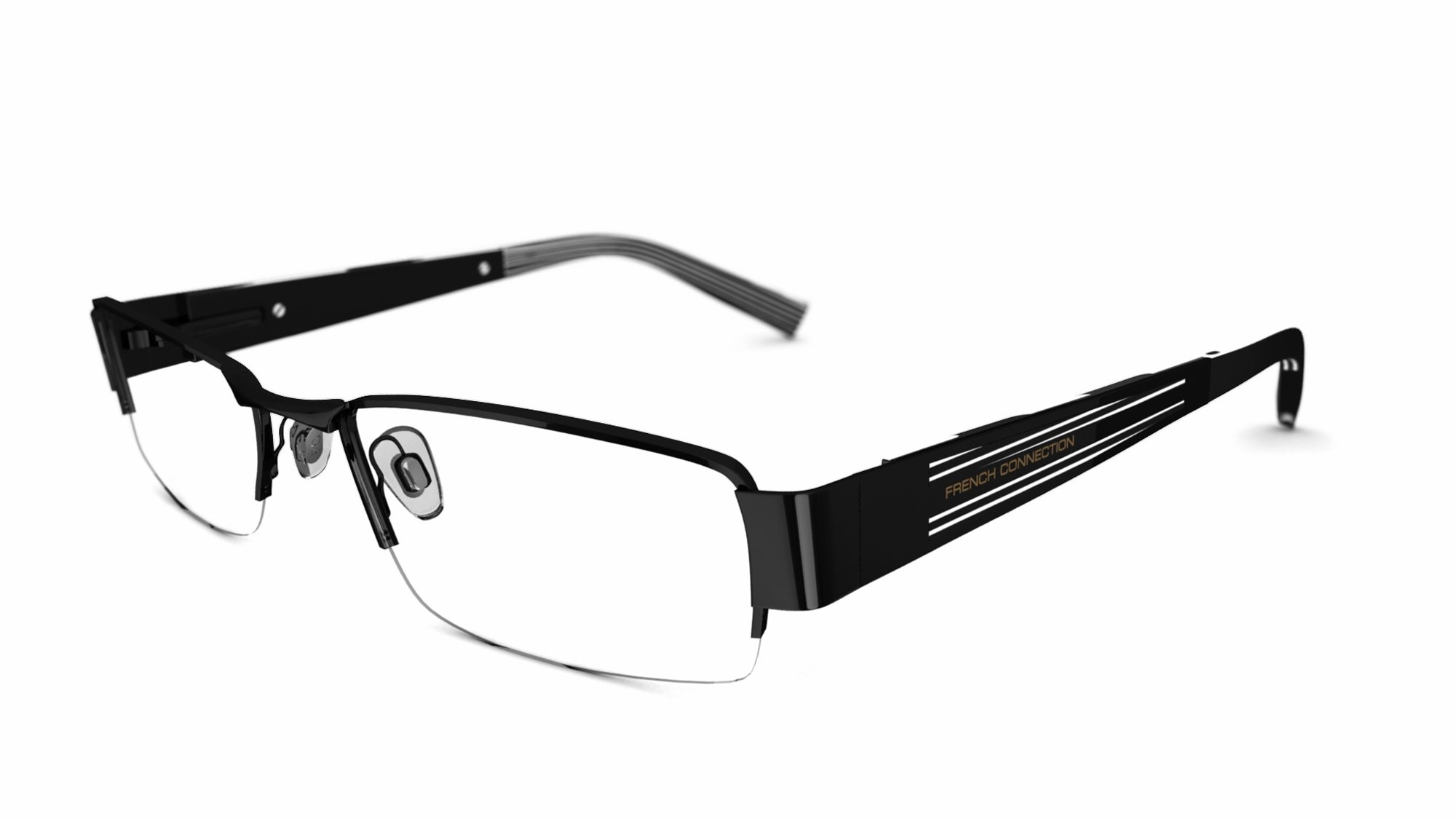 French Connection Men's glasses FC 92 | Black Oval Metal Stainless ...