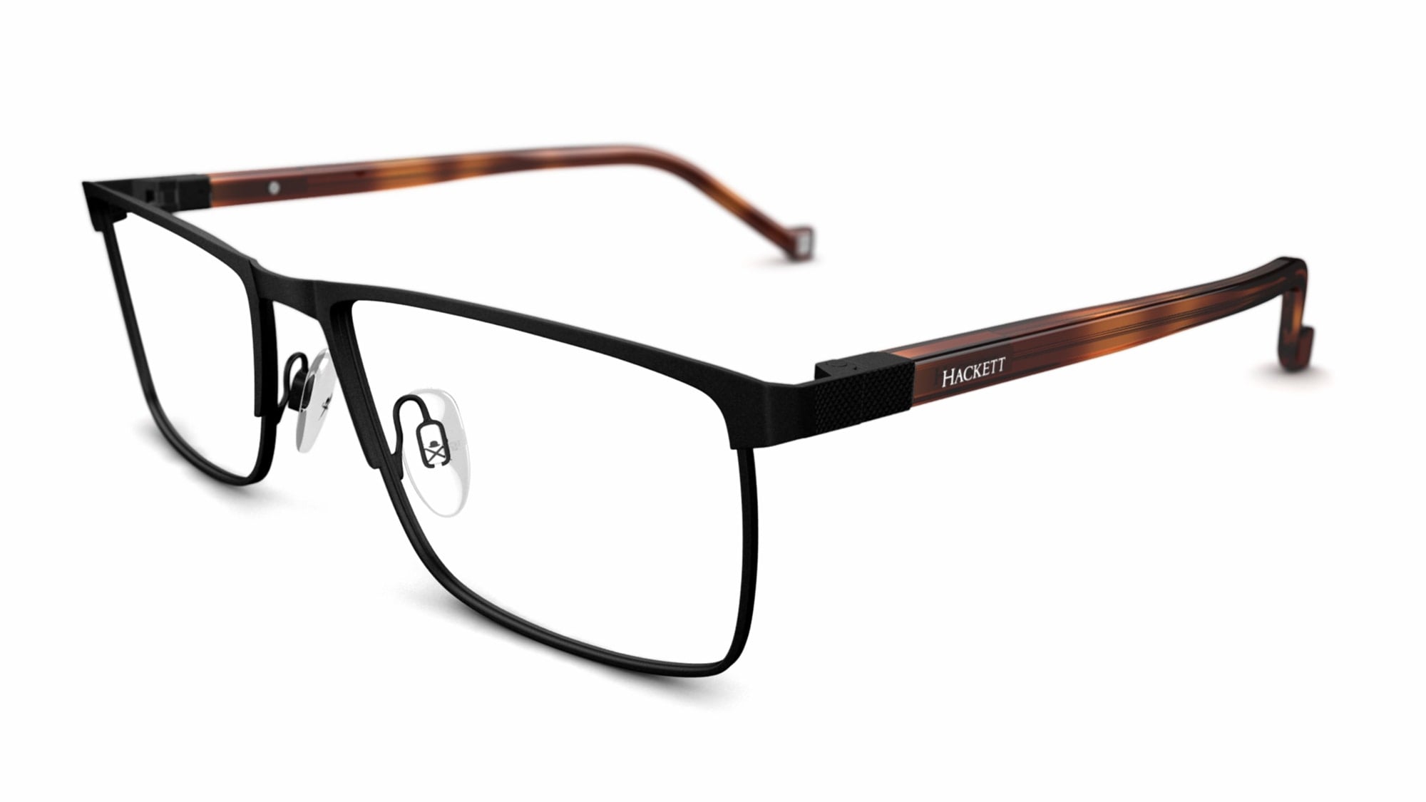 Hackett Men's glasses HACKETT OXFORD | Black Square Metal Stainless ...